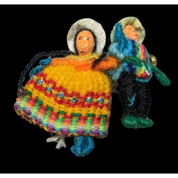 Jewelry | Vintage Handmade Souvenir Mini Knit People Pin | Poshmark